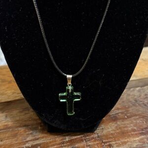 Jewelry | Elegant Light Green Cross Pendant Necklace | Poshmark